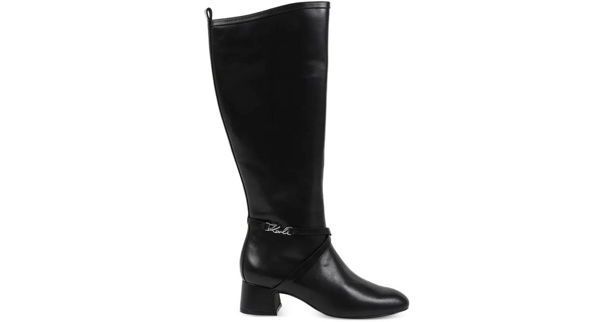 KARL LAGERFELD Bonnie Logo-Strap Boots in Black | Lyst