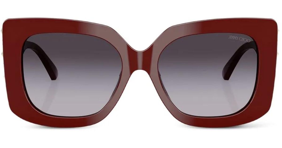 Jimmy Choo Stud-Embellished Square-Frame Sunglasses in Purple | Lyst UK
