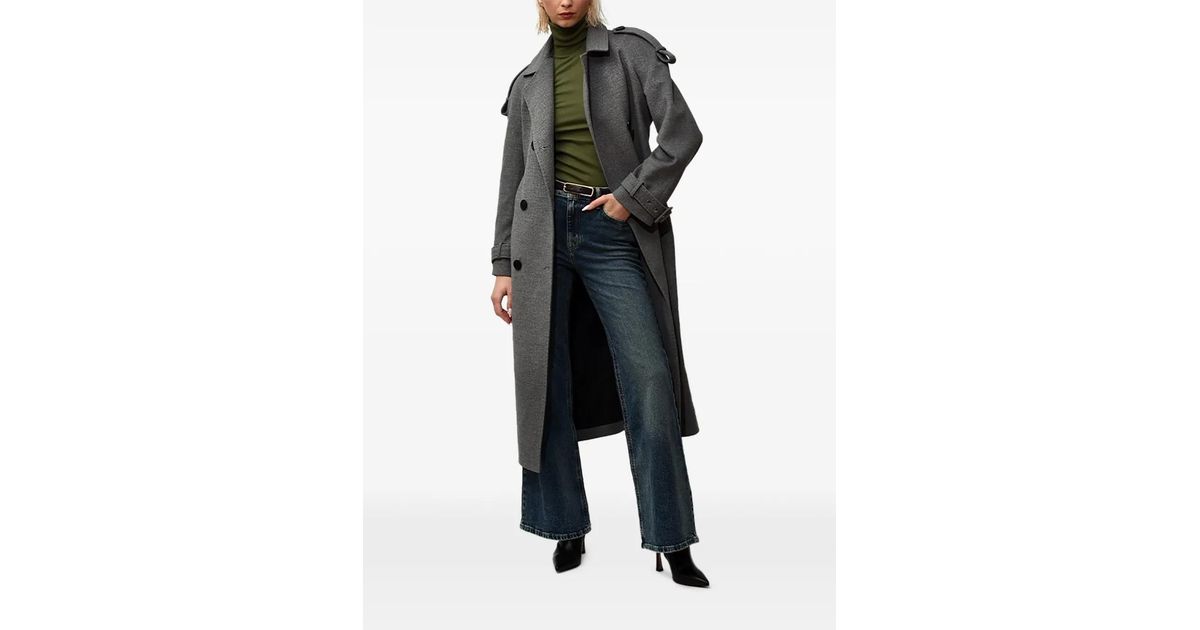 Poche Paris Belted Coat in Grey | Lyst UK