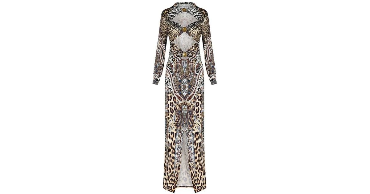 CAMILLA Animal-Print Long-Sleeve Maxi Dress in White | Lyst UK