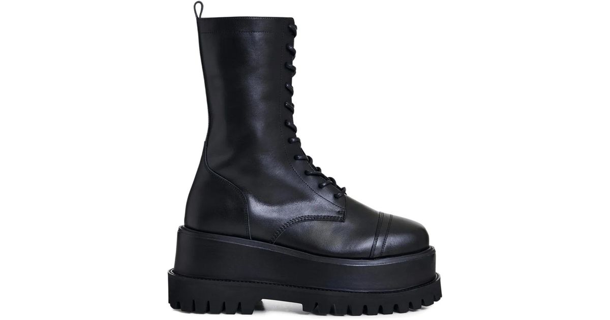Essentiel Antwerp Platform Lace-Up Combat Boots in Black | Lyst UK
