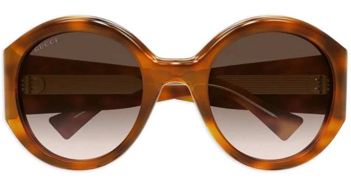 Gucci Round-Frame Sunglasses in Brown | Lyst UK