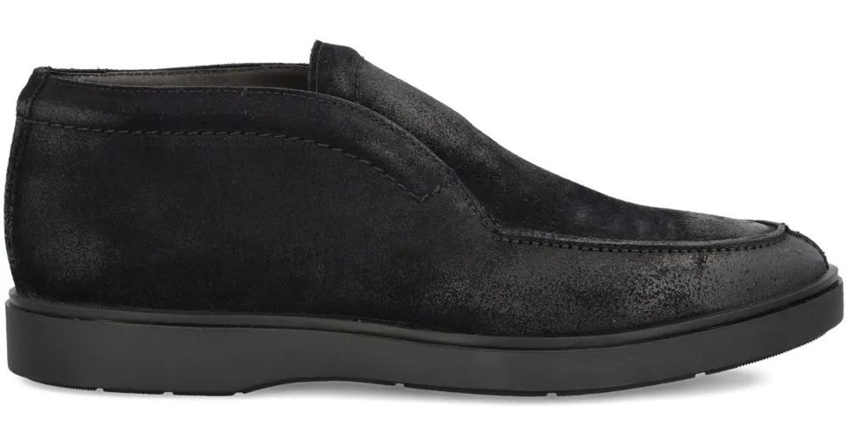 Tagliatore Suede-Leather Loafers in Black for Men | Lyst UK