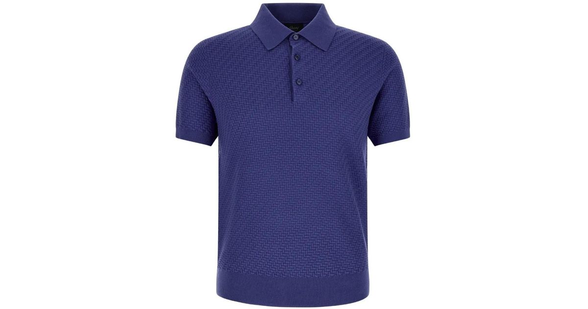 Brioni Textured-Weaving Polo Shirt in Blue for Men | Lyst UK