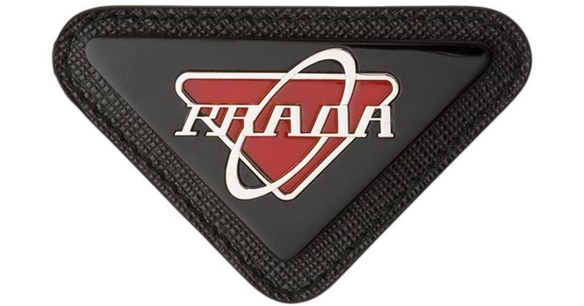 Prada Enamelled Triangular Logo Pin in Black for Men | Lyst