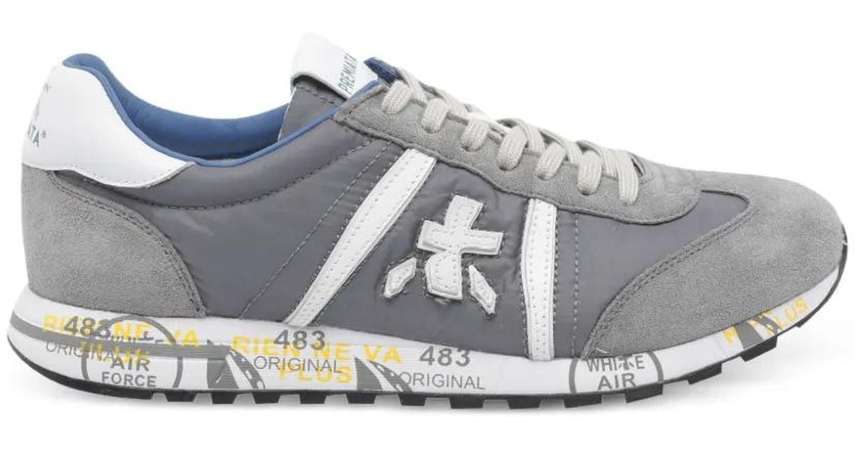 Premiata Lucy Logo Suede Sneakers in White for Men | Lyst