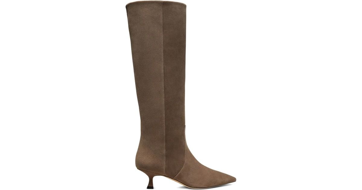 Stuart Weitzman 50Mm Naomi Suede Pointed-Toe Knee-High Boots in Brown ...