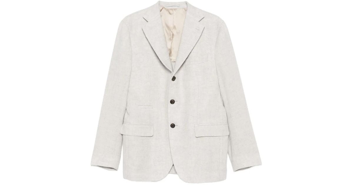Eleventy Three-Button Pocket Blazer in White for Men | Lyst UK