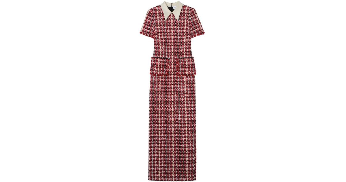 St. John Tweed Maxi Dress in Red | Lyst