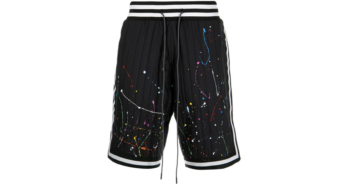 Mostly Heard Rarely Seen Quilted Paint-Splatter Shorts in Black for Men ...