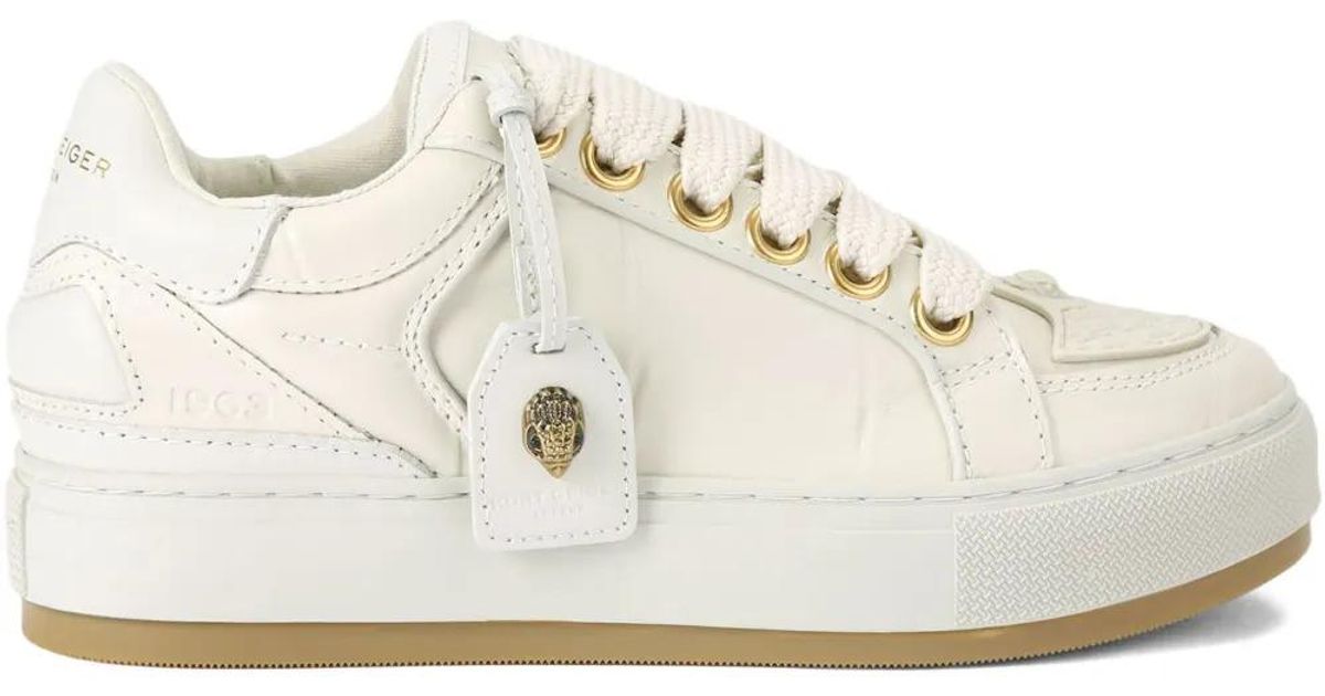 Kurt Geiger Southbank Tag Croc-Pattern Sneakers in White | Lyst UK