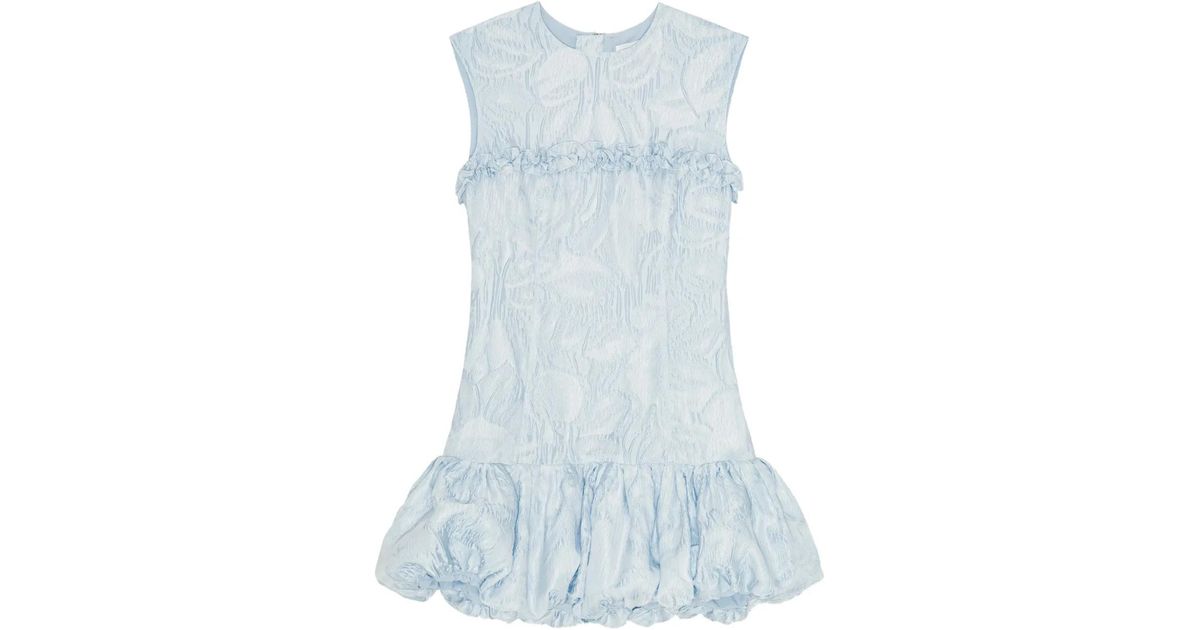 Ganni Cloqué Corset Mini Dress in Blue | Lyst