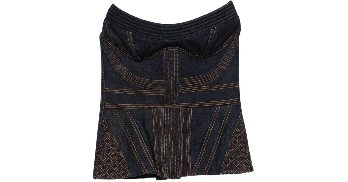 Zimmermann Corded Denim Corset in Black | Lyst UK