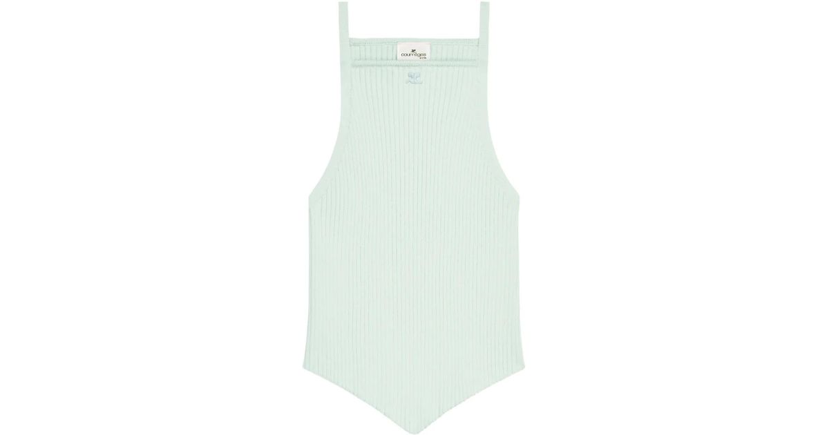Courreges Pointy-Hem Ribbed Tank Top in Green | Lyst