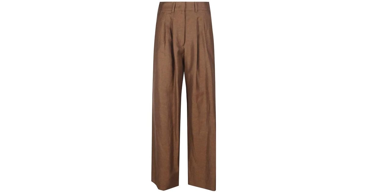PT Torino Pleated Trousers in Brown | Lyst