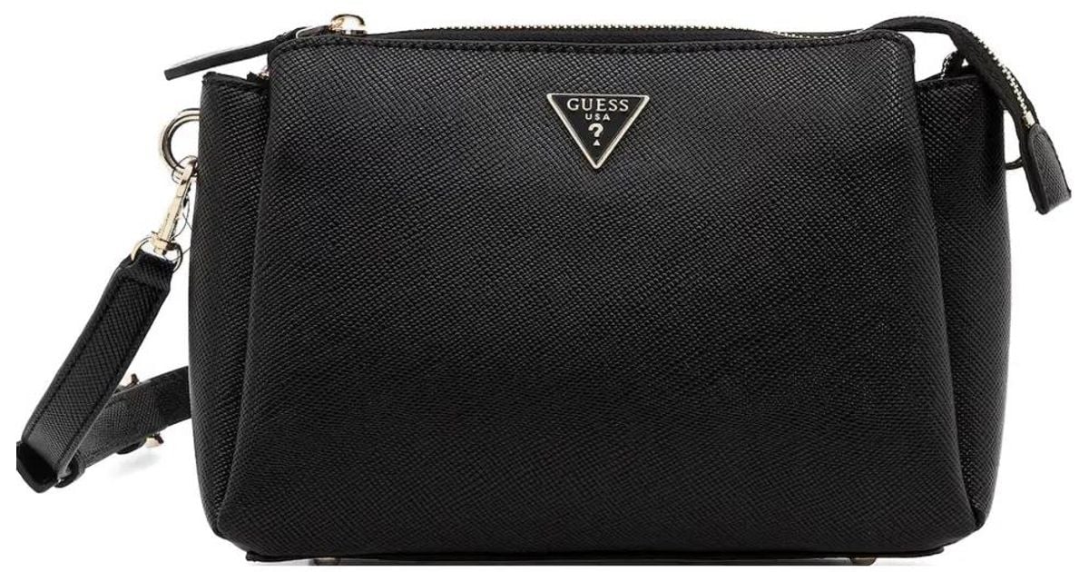 Guess Triangle-Logo Crossbody Bag in Black | Lyst UK