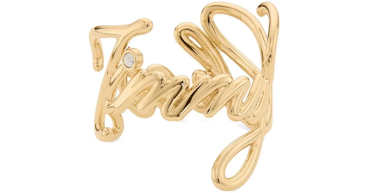 Jimmy Choo Logo Script Ring in Metallic | Lyst