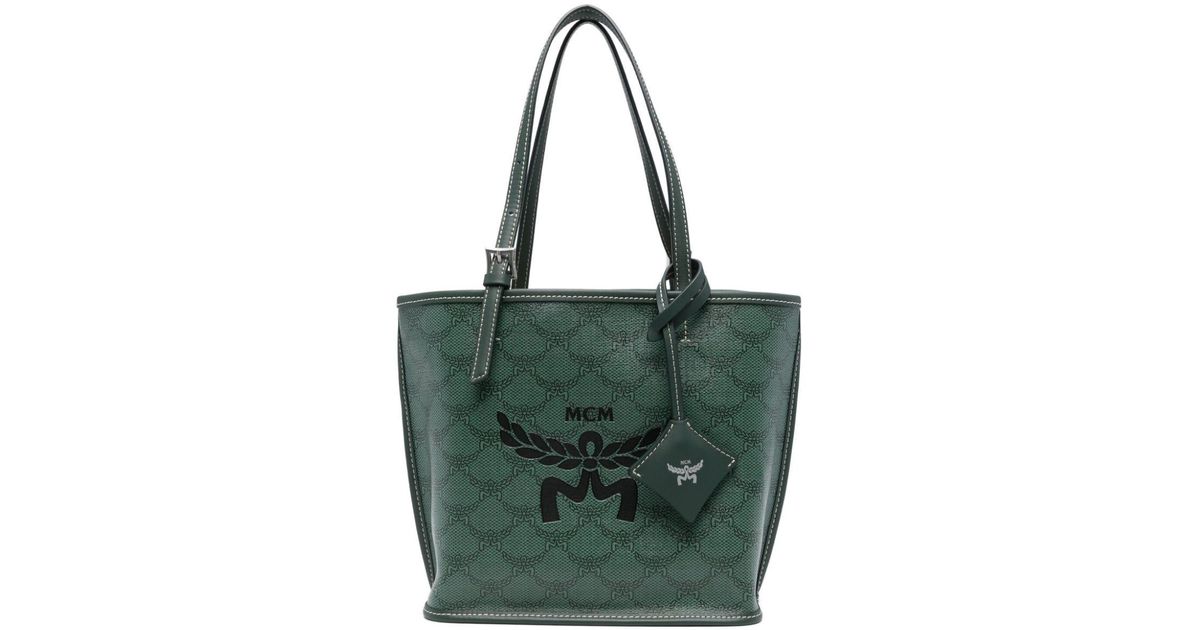 MCM Mini Himmel Tote Bag in Green | Lyst