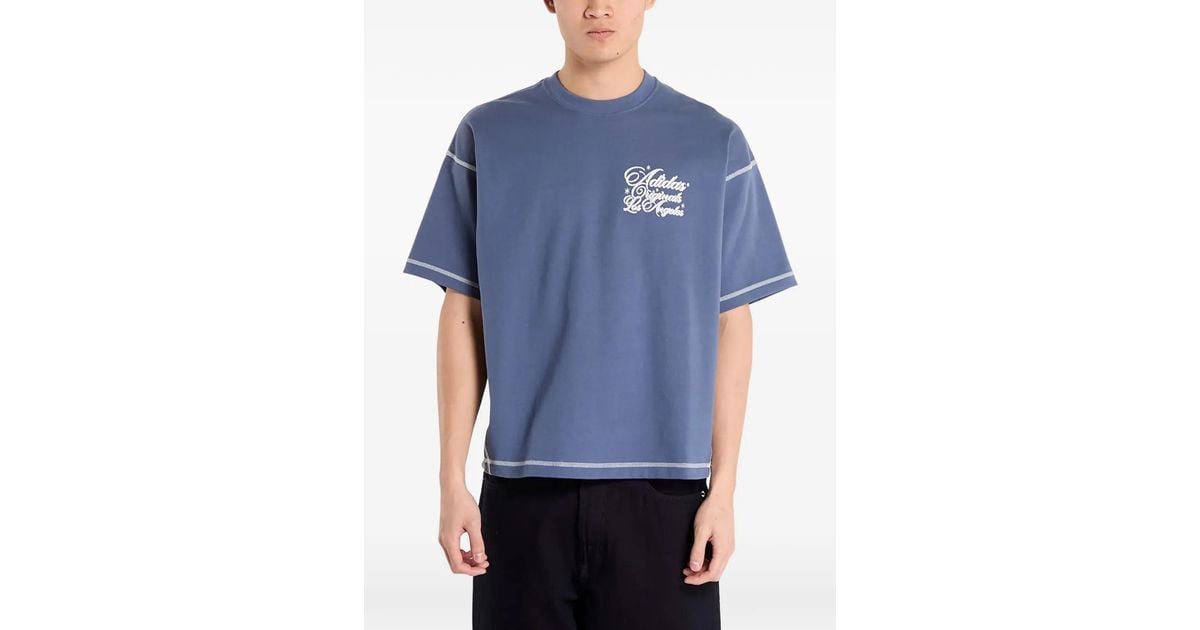 adidas Short-sleeve Stitch T-shirt in Blue | Lyst UK