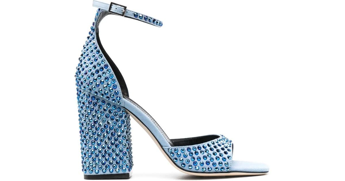 Paris Texas Holly Fiona 100Mm Rhinestone Sandals in Blue | Lyst