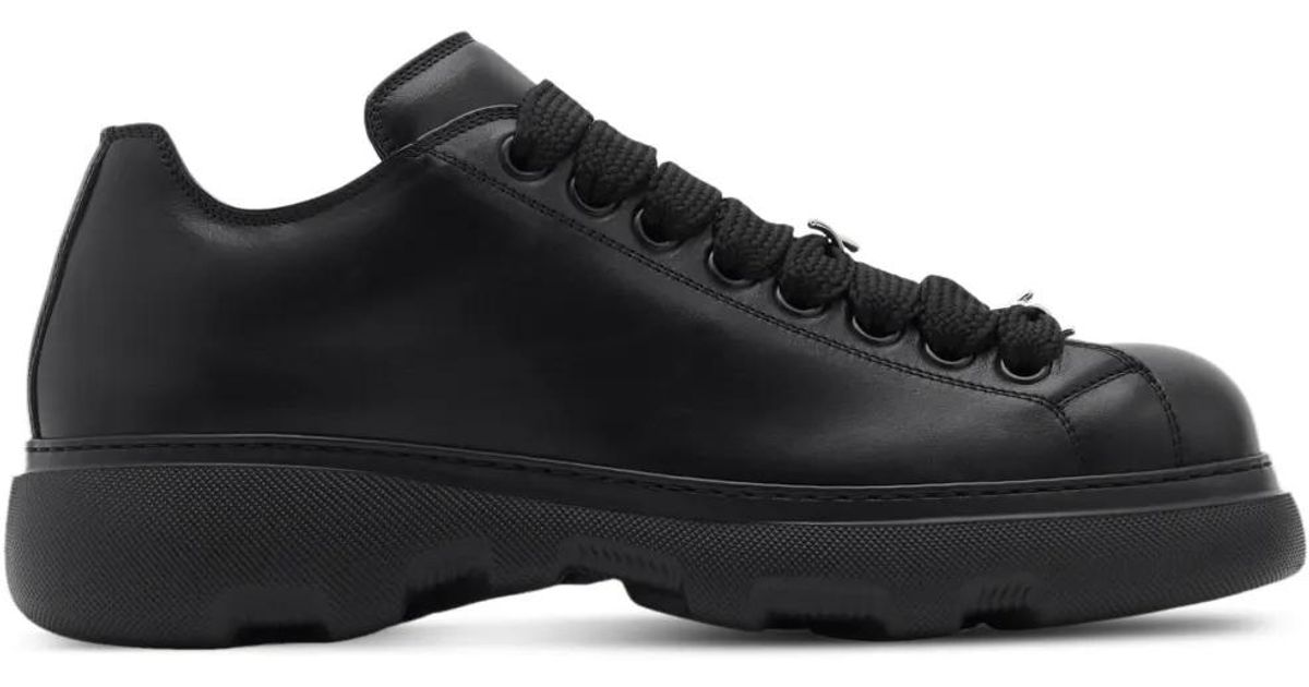 Burberry Ranger Barbed-Wire Leather Sneakers, Brand Size 39 Us in Black ...