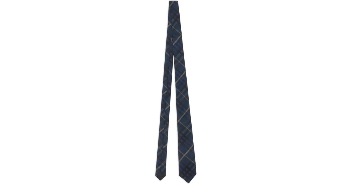 Burberry Check-Pattern Silk Tie in Blue for Men | Lyst UK