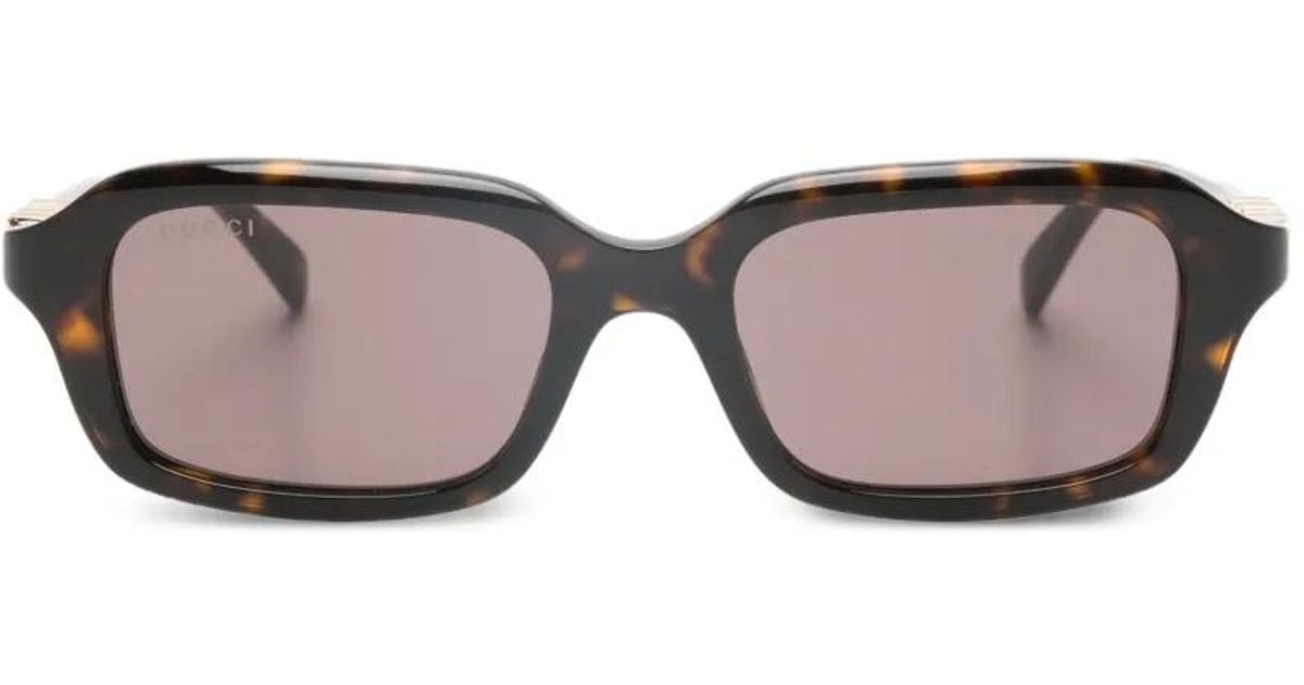 Gucci Rectangle Logo Sunglasses in Brown | Lyst UK