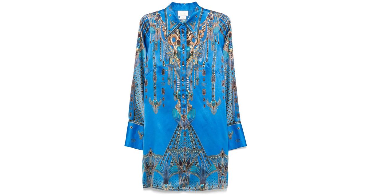 CAMILLA The Archival Revival Mini Shirt Dress in Blue | Lyst