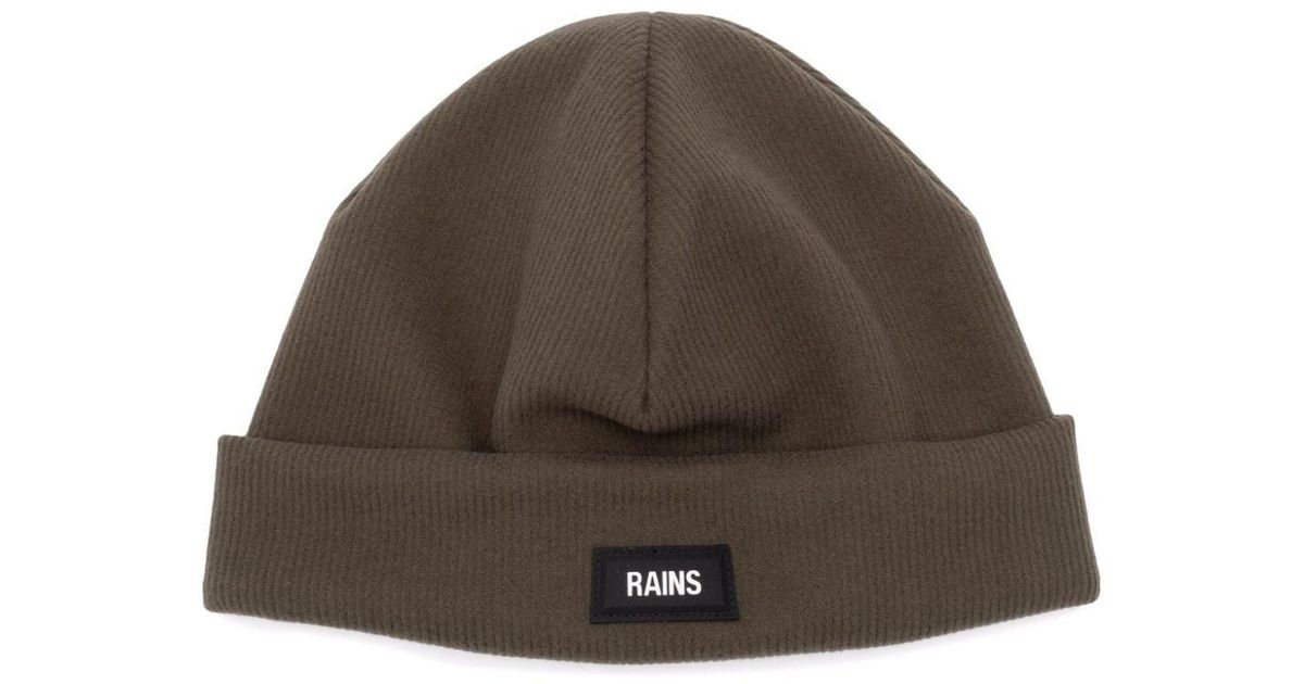 Rains Logo-Appliqué Ribbed Beanie in Brown for Men | Lyst