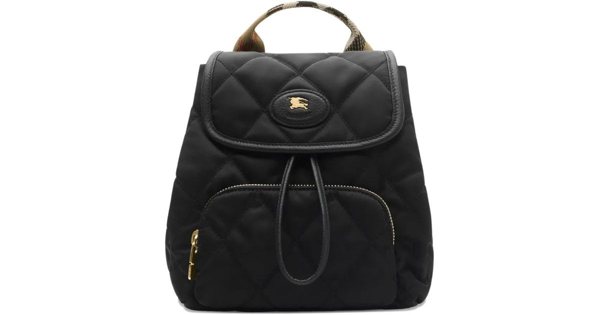 Burberry Horseshoe Mini Nylon Backpack in Black | Lyst UK