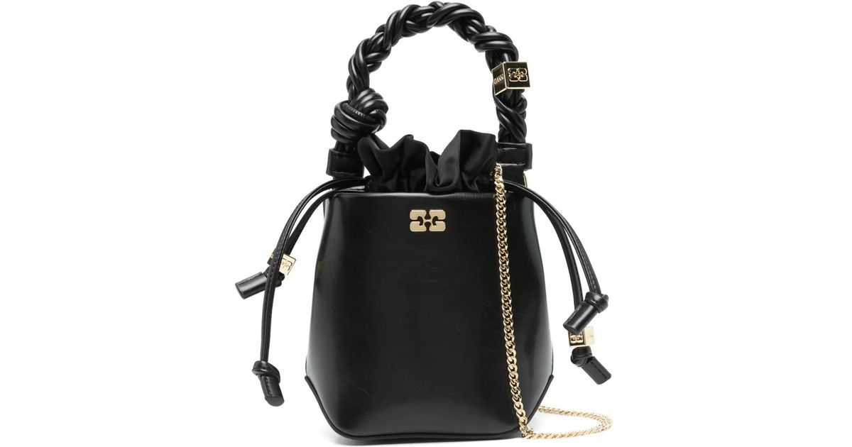Ganni Mini Bou Bucket Bag in Black | Lyst