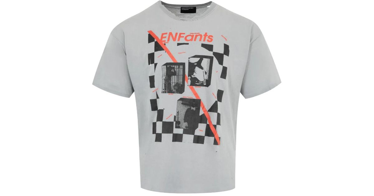 Enfants Riches Deprimes Checkered Fan Zine T-Shirt in Gray for Men | Lyst