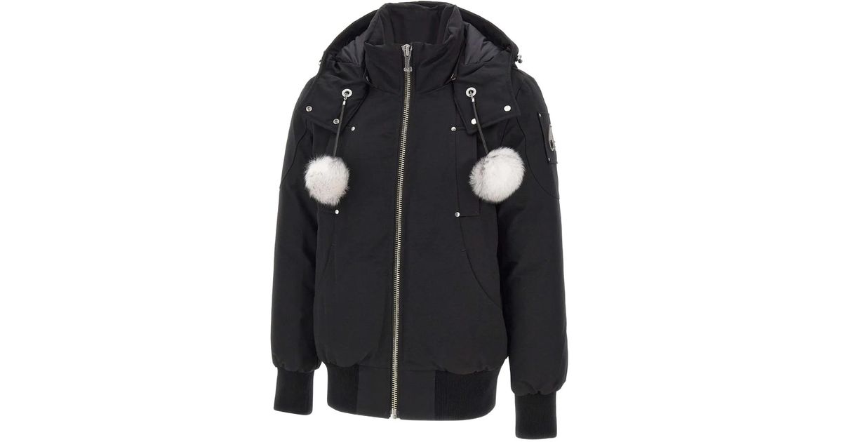Moose Knuckles Debbie Detachable-Hood Bomber Jacket in Black | Lyst