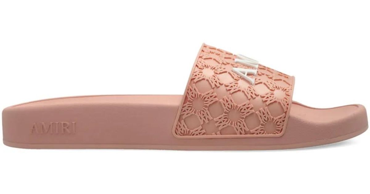 Amiri Ma Quad Embossed Slides in Pink | Lyst