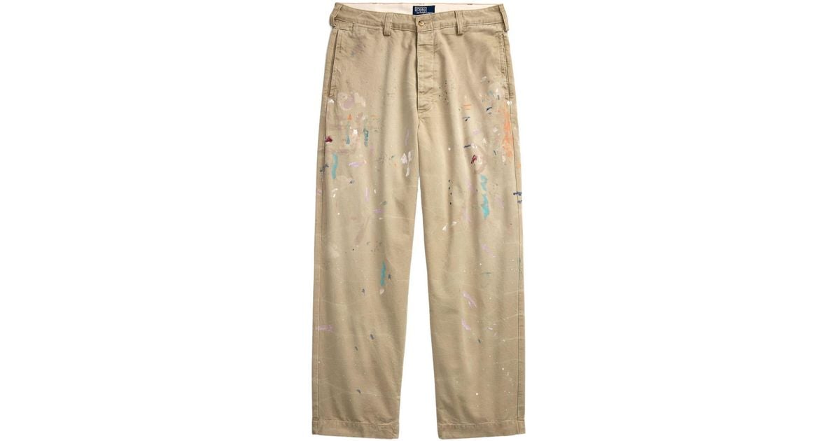 Polo Ralph Lauren Burroughs Big Fit Paint-Splatter Chinos in Natural for Men | Lyst UK