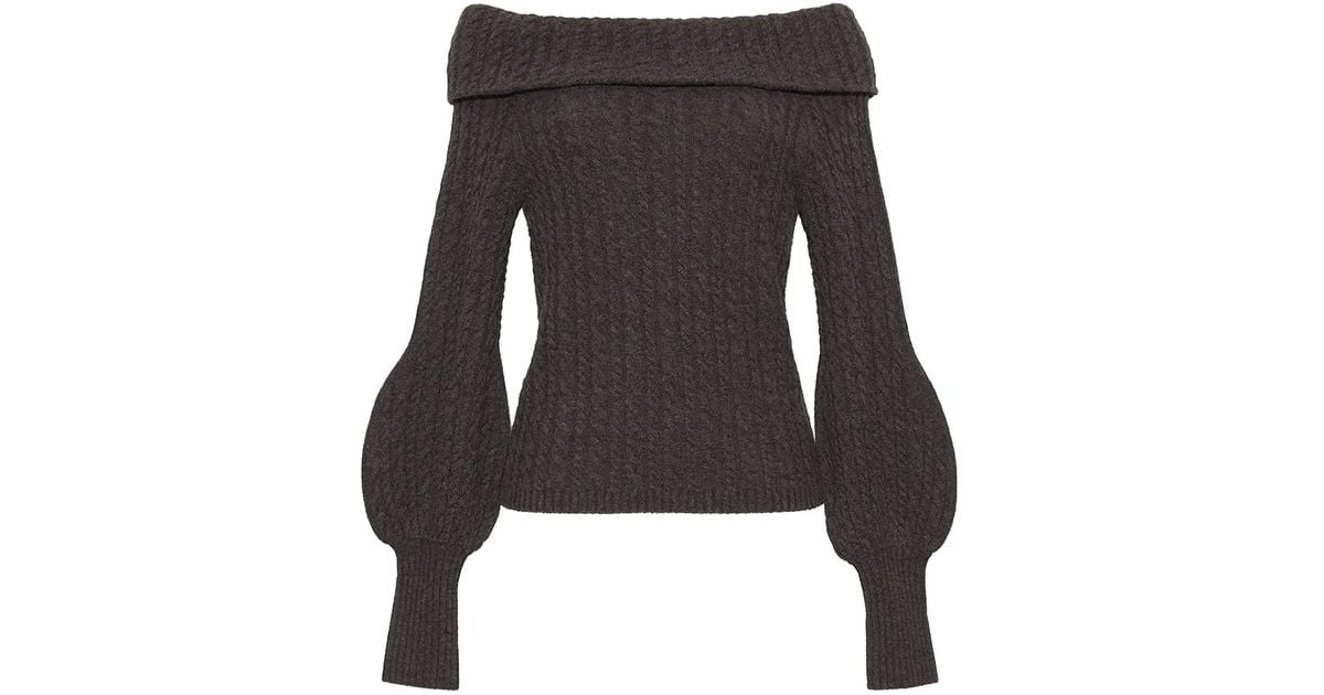 Cara Cara Cable-Knit Off-The-Shoulder Sweater in Black | Lyst