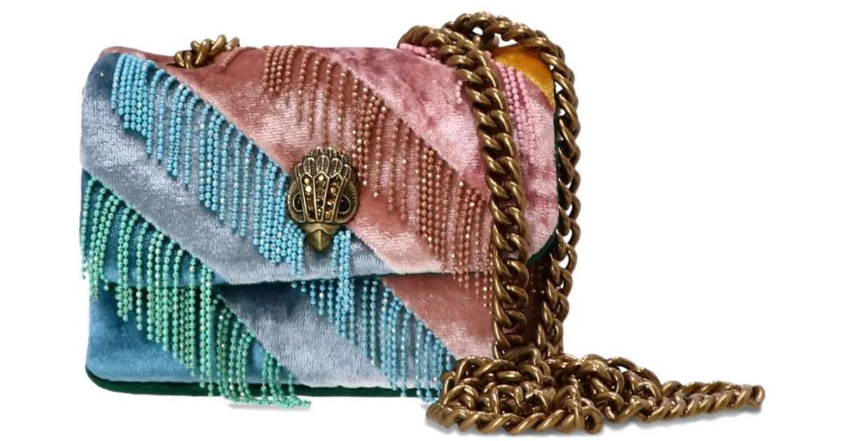 Kurt Geiger Nano Kensington Beaded-Fringe Cross Body Bag in White | Lyst UK