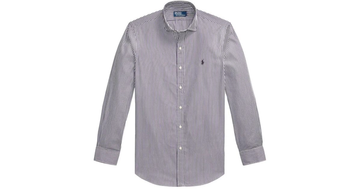 Polo Ralph Lauren Custom Fit Striped Long-Sleeve Shirt in Purple for ...