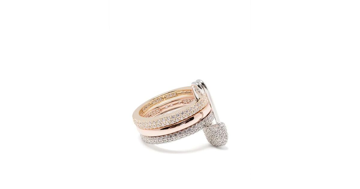 Apm Monaco Triple Band Safety Pin Ring in White | Lyst UK