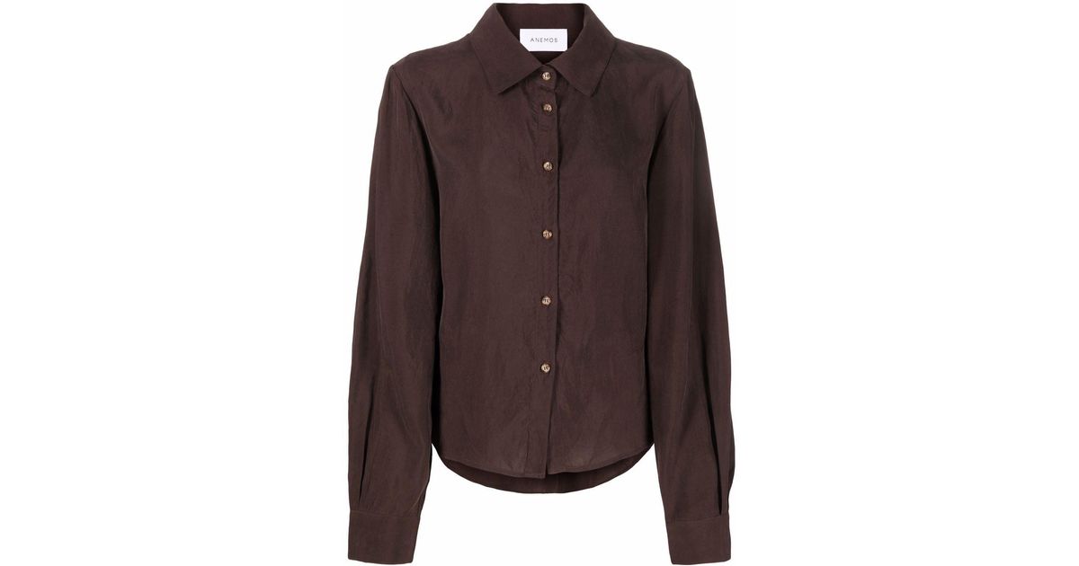 Anemos The Philips Long-sleeved Shirt in Brown | Lyst
