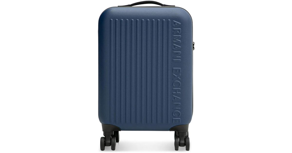 ARMANI EXCHANGE Logo-Embossed Ribbed Luggage in Blue for Men | Lyst UK