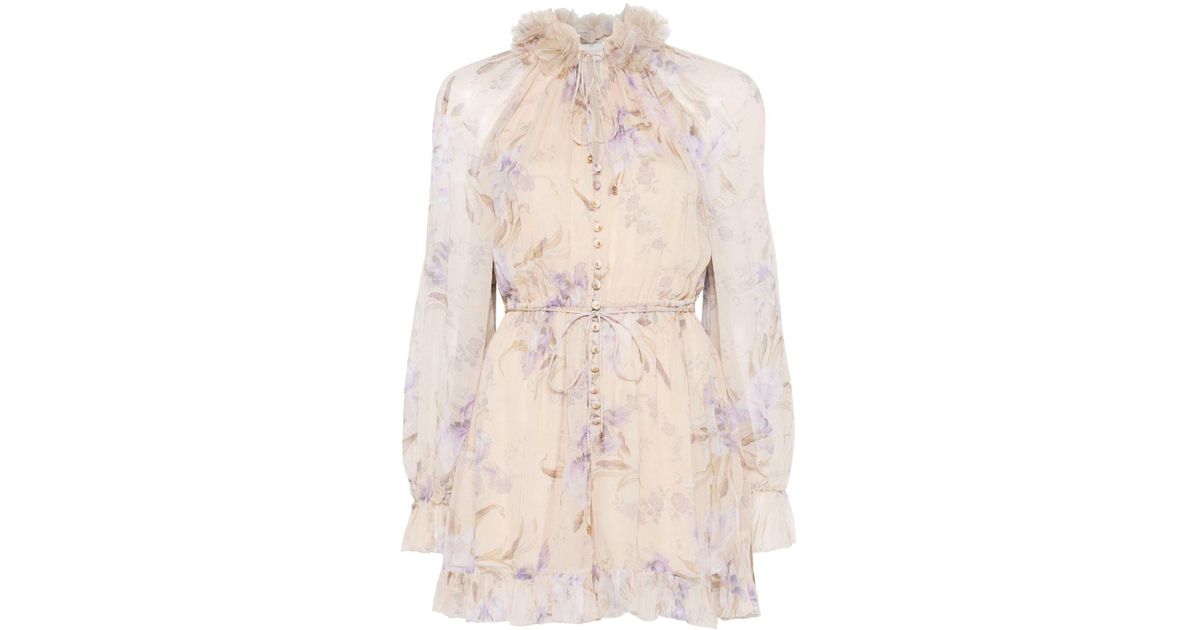 Zimmermann Eden Flutter Playsuit in Natural | Lyst