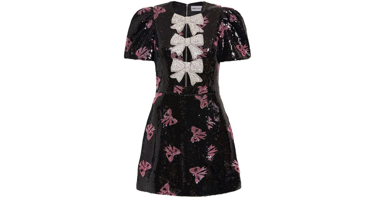 Rebecca Vallance Miya Bow-Detail Mini Dress in Black | Lyst