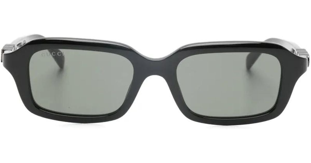 Gucci Logo Rectangle Sunglasses in Grey | Lyst UK