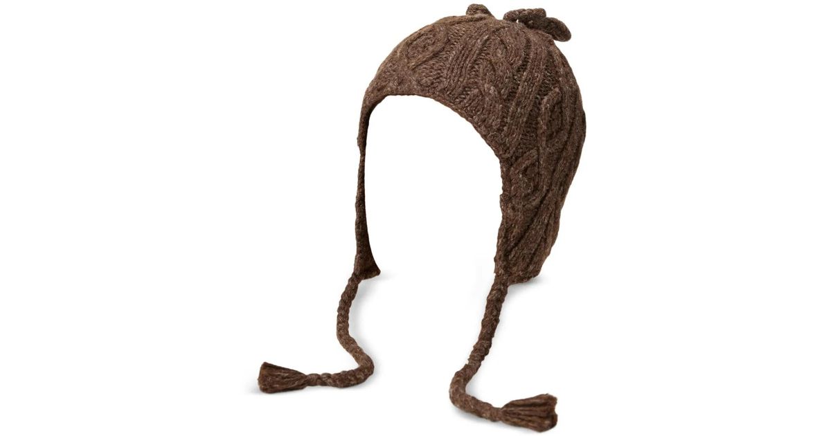 RRL Cable-Knit Trapper Hat in White for Men | Lyst UK