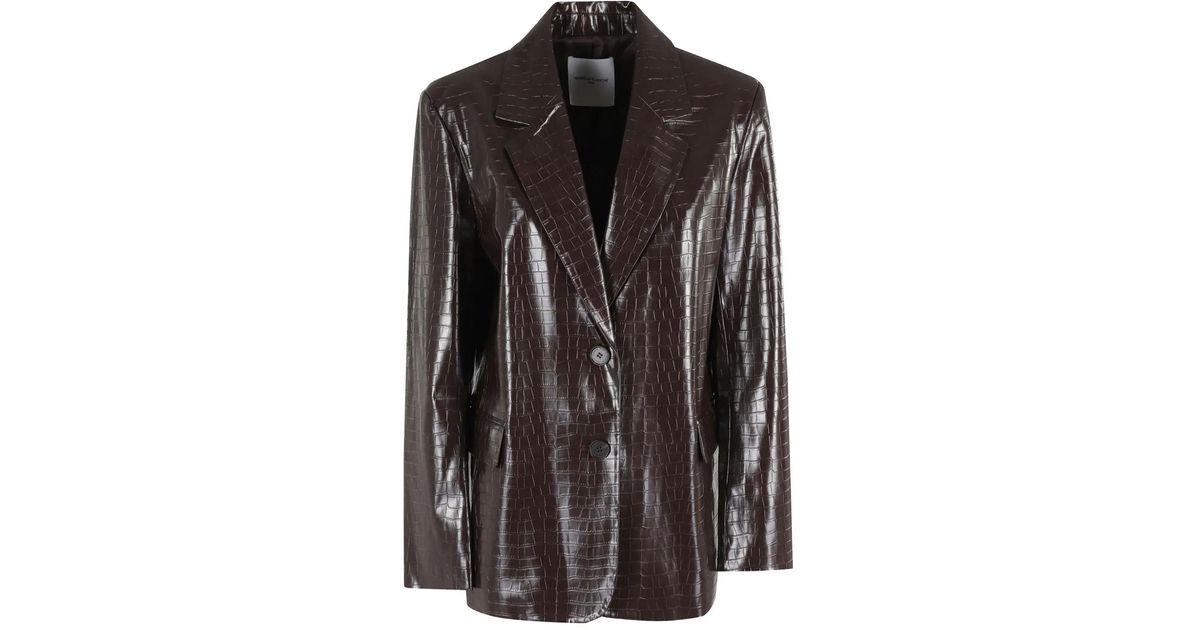 Isabelle Blanche Crocodile-Effect Blazer in Black | Lyst UK