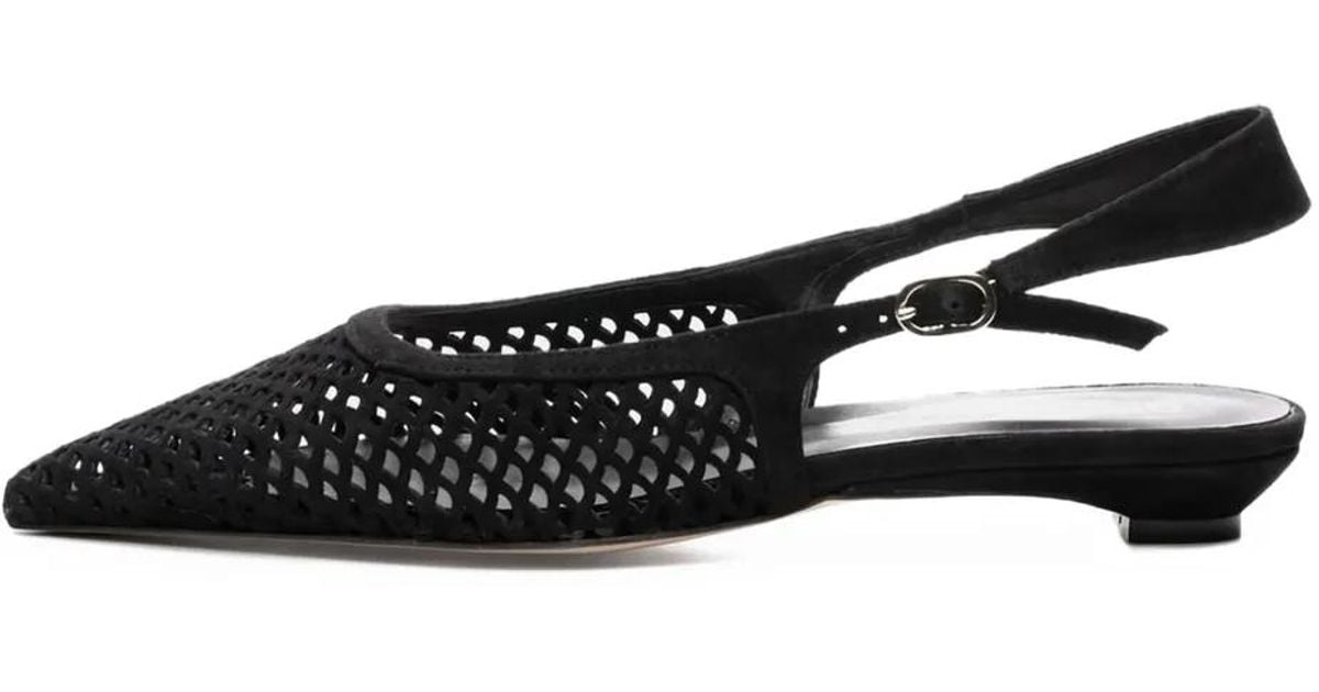 Poche Paris Perforated Slingback Flat Pumps in White | Lyst
