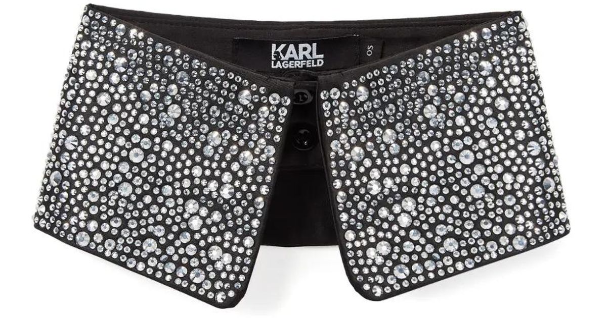Karl Lagerfeld Rhinestone-Embellished Collar Tie in Black | Lyst UK