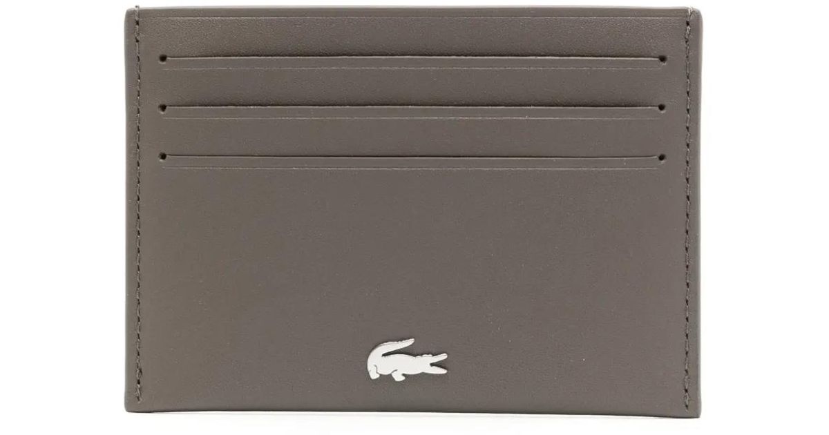 Lacoste Fg Leather Cardholder in Gray for Men | Lyst