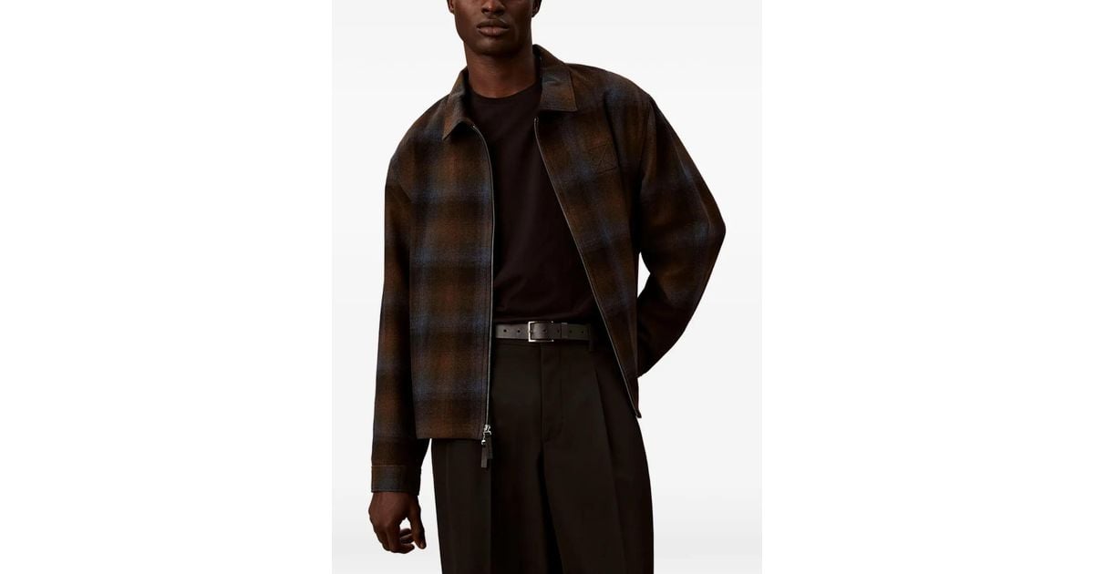 Calvin Klein Check Zip Jacket in Black for Men | Lyst UK